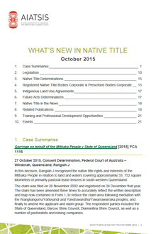 What's New in Native Title - October 2015 | AIATSIS corporate website