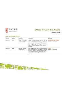 Native Title in the News - March 2016 | AIATSIS corporate website