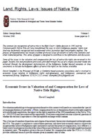 Economic issues in valuation of and compensation for loss of Native ...