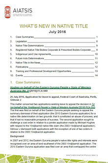 What's New in Native Title - July 2016 | AIATSIS corporate website