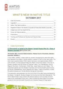 What's New in Native Title - October 2017 | AIATSIS corporate website