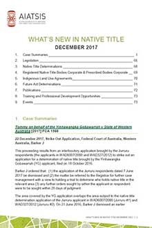 What's New in Native Title - December 2017 | AIATSIS corporate website
